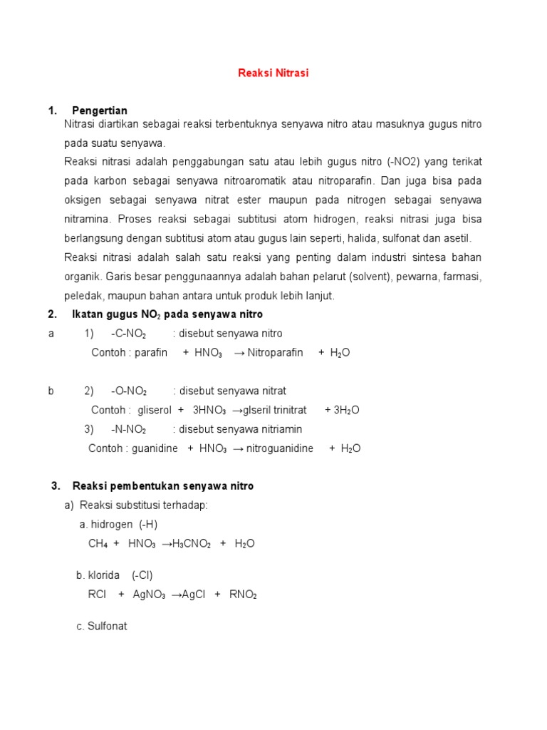 Pengertian: Reaksi Nitrasi | PDF