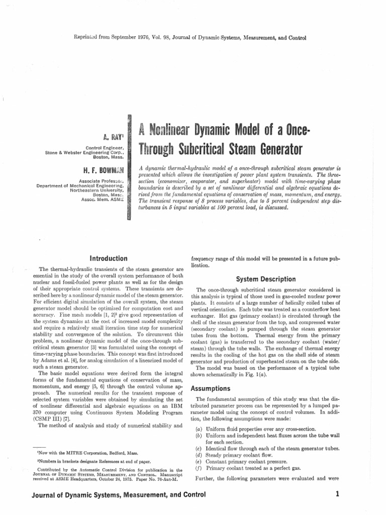 Dynamic Model of a Once-Through Steam Generator | PDF | Heat Transfer ...