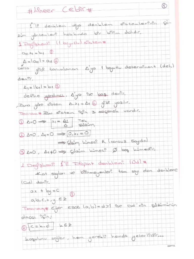 Lineer Cebir Notu | PDF
