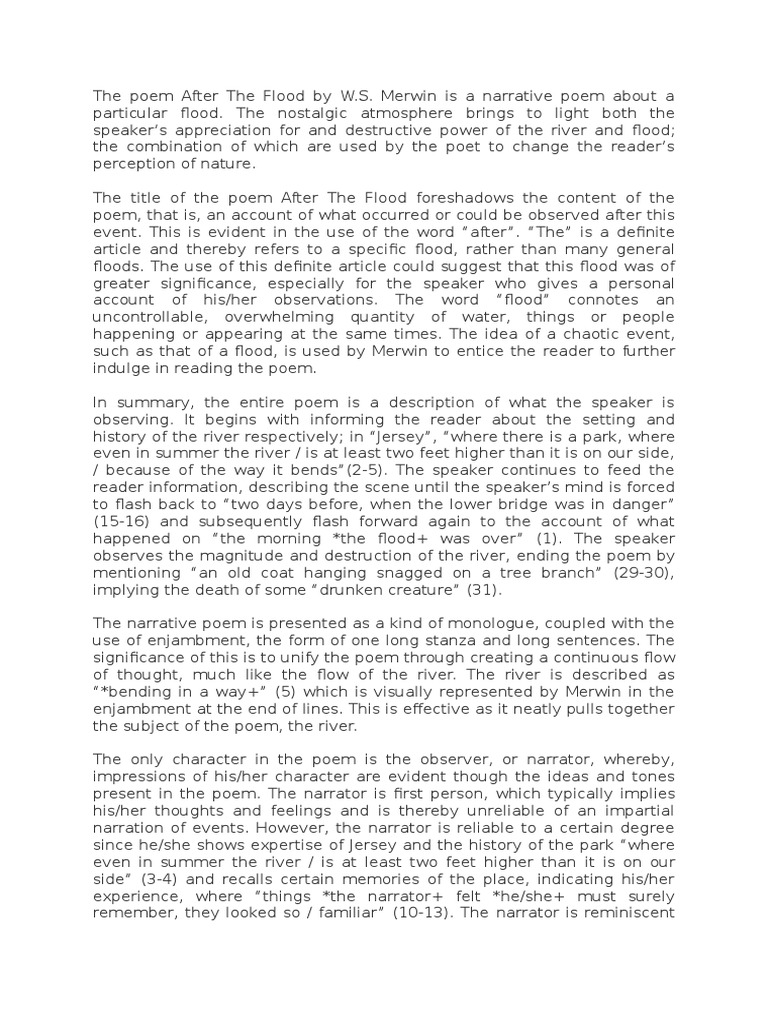 The Poem After The Flood | PDF | Narration | Flood