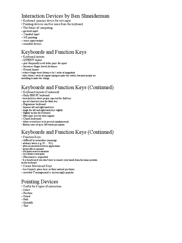 Chap8 HCI Notes | PDF | Computer Keyboard | Human–Computer Interaction