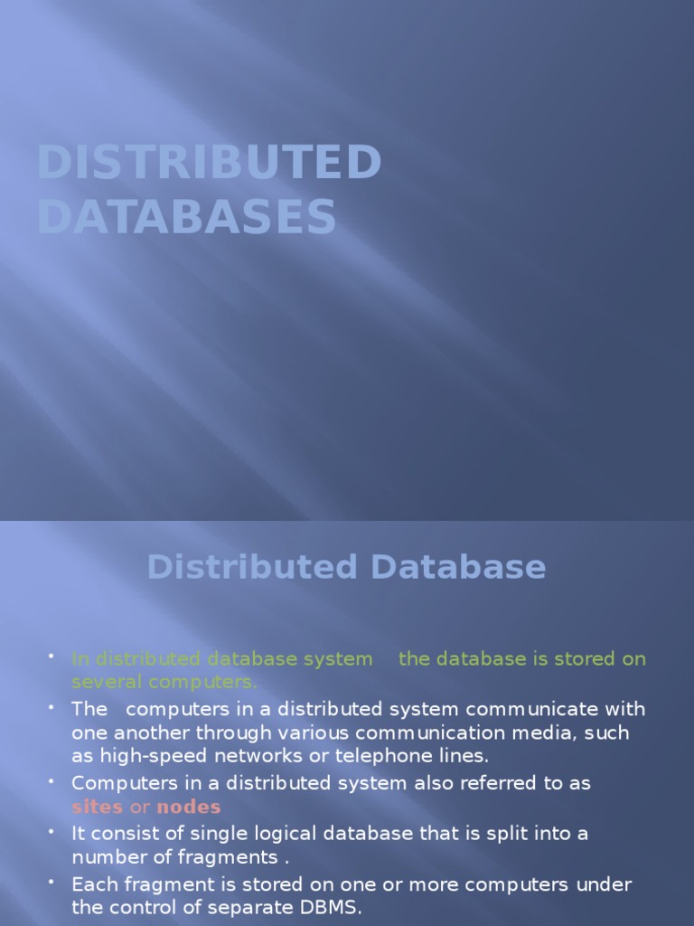 Distributed Databases | PDF | Replication (Computing) | Databases
