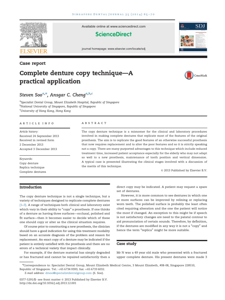 Complete Denture Copy Technique Guide | PDF | Dentures | Mouth