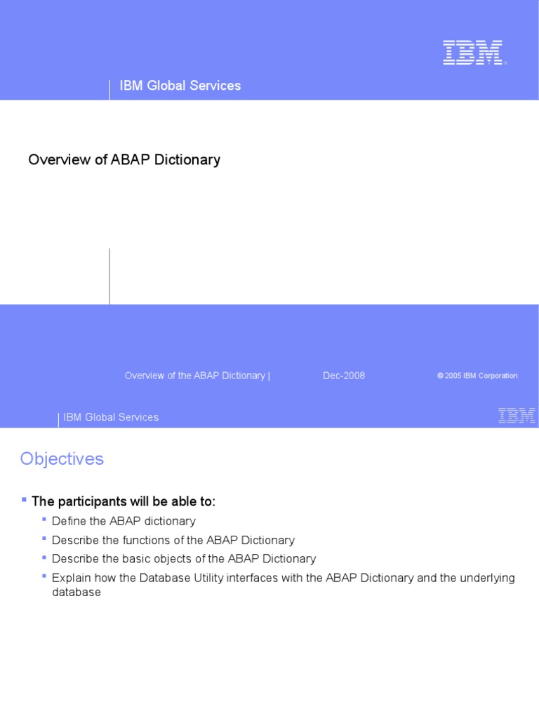 Chapter 01 - Overview of ABAP Dictionary | PDF | Databases | Information Management