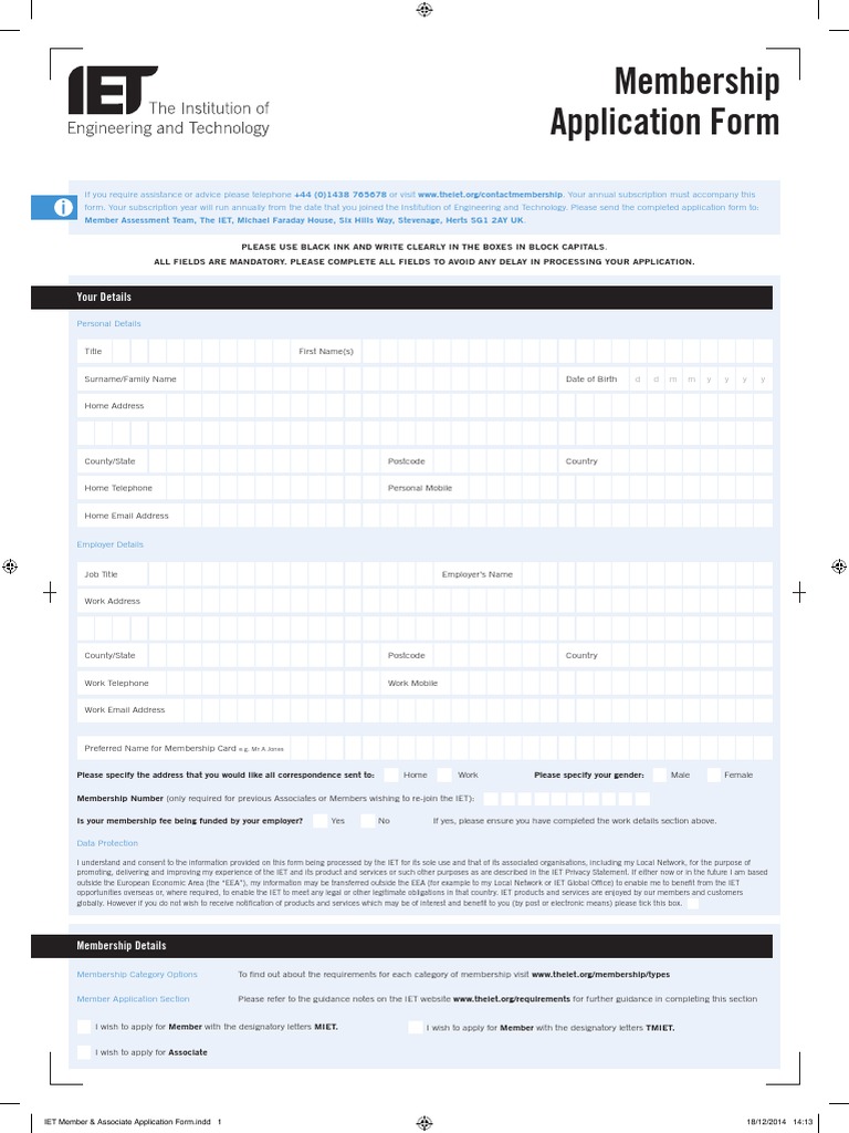 IET Membership Application Form | PDF | Science And Technology | Labour