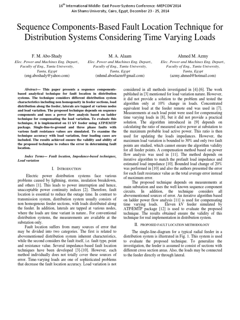 Sequence Components-Based Fault Location Technique For Distribution ...