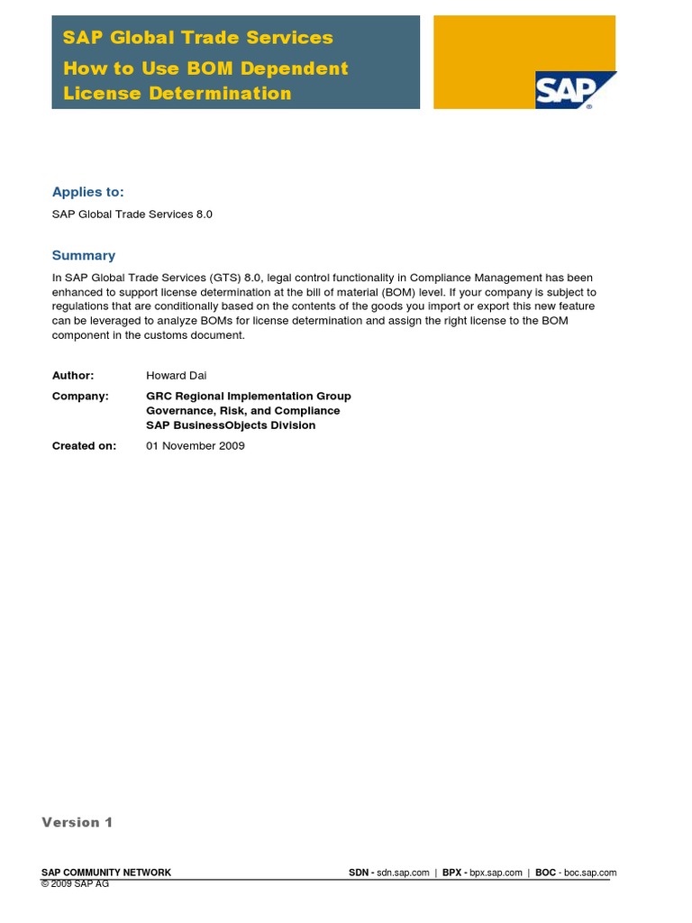 How To Use BOM Dependent License Determination | PDF | Ibm System I ...