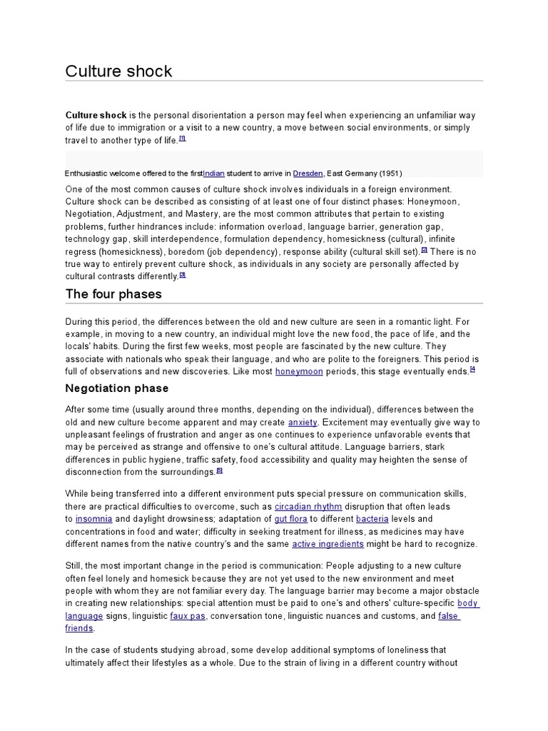 Navigating Culture Shock Phases | PDF | Behavioural Sciences | Family