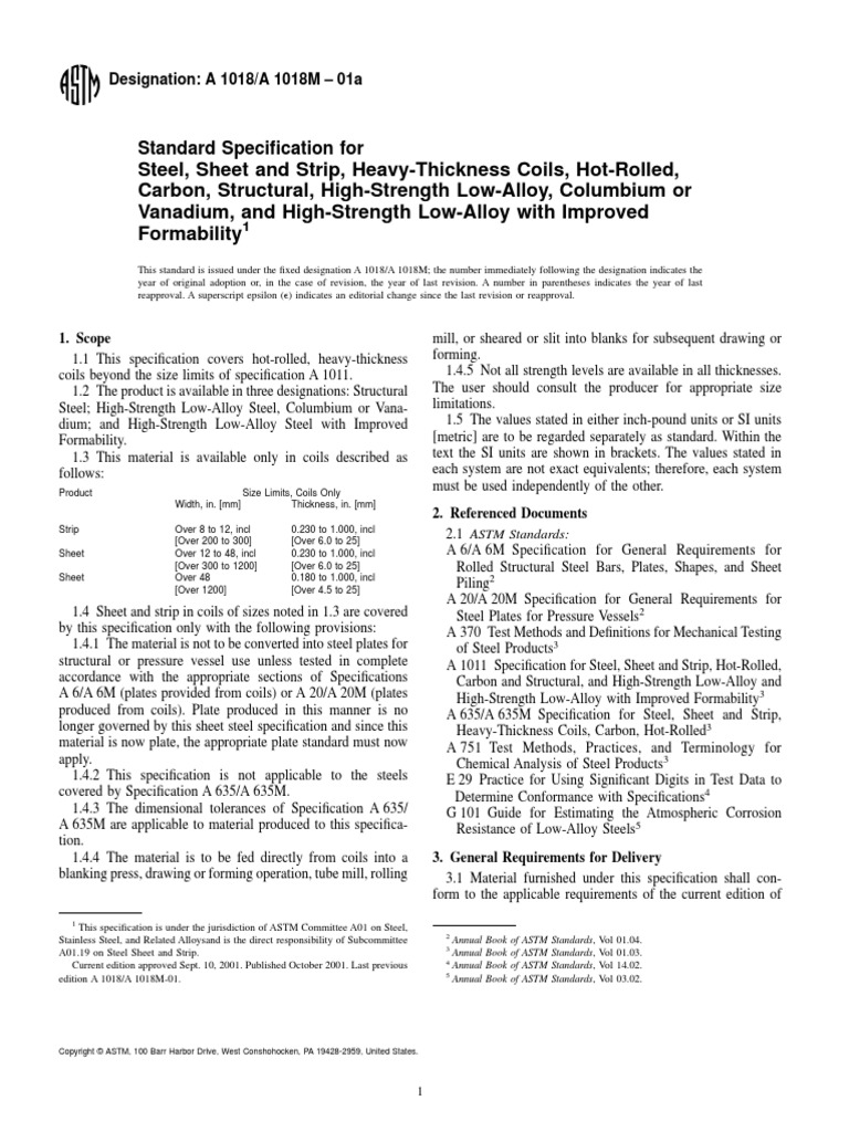 ASTM A-1018 | Acero estructural | Laminado (Metalistería)