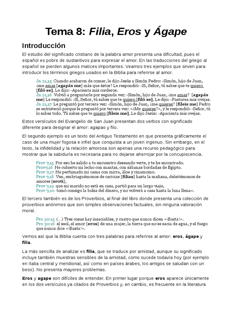 Versiones Del Amor: Eros Agape y Filia | PDF | Afrodita | Eros