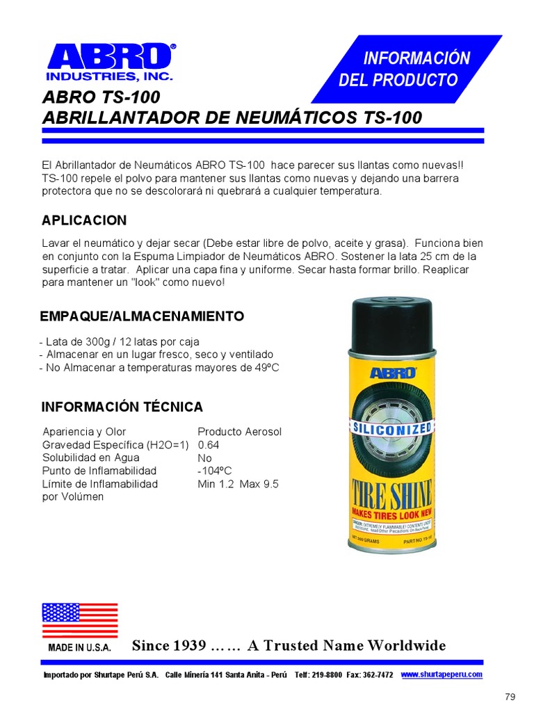 Productos ABRO: Cuidado y Mantenimiento | PDF | Lubricante | Petróleo