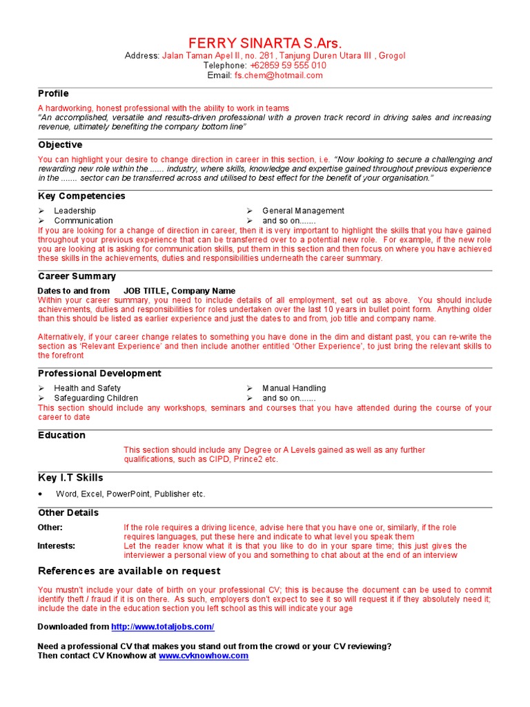 Career Change CV Template | PDF | Business | Labour
