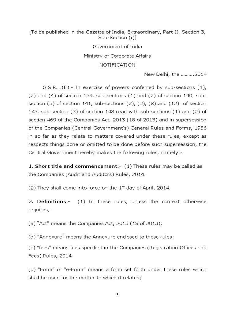 Companies (Audit and Auditors) Rules 2014 | PDF | Audit Committee | Audit