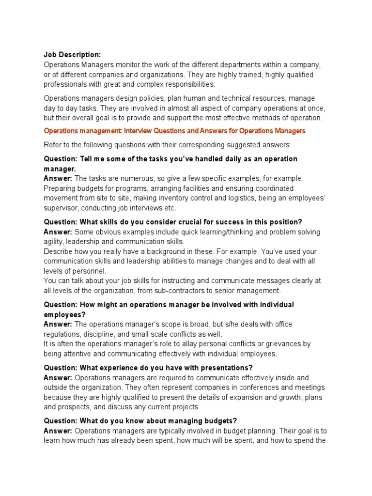 Interview Questions | PDF | Operations Management | Retail