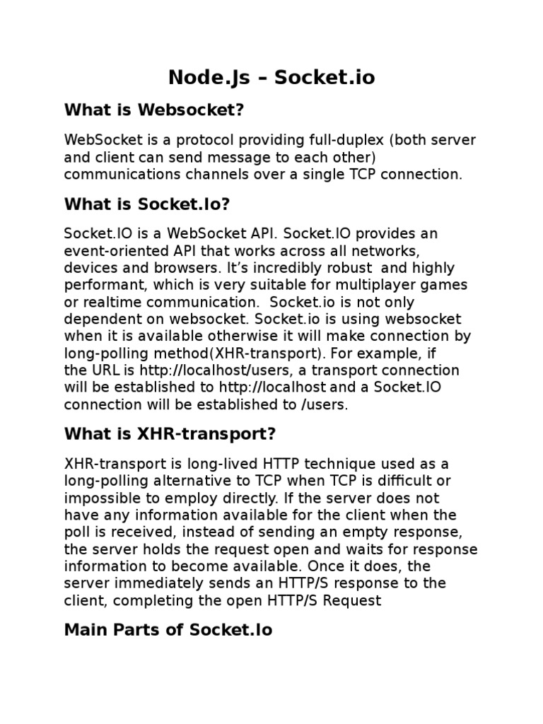Socket Io | PDF | Network Socket | Hypertext Transfer Protocol
