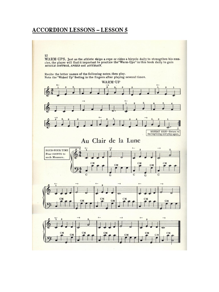 Accordion Lesson 005 | PDF | Teaching And Learning