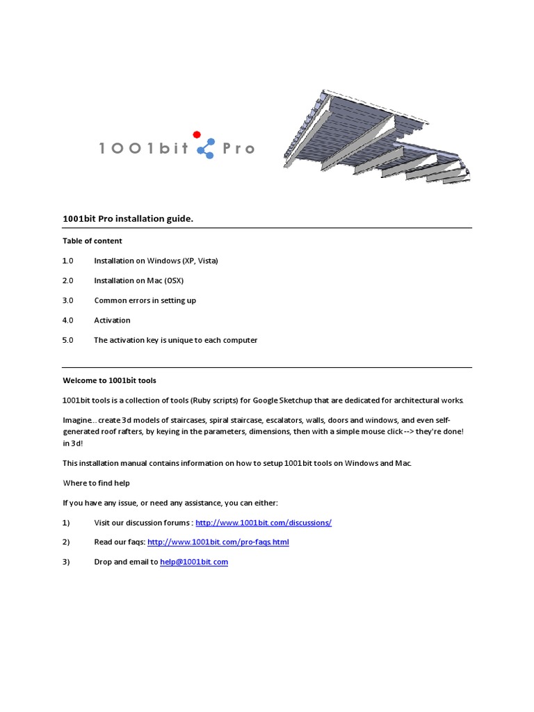 1001bit Pro Installation Guide | PDF | Sketch Up | Installation ...