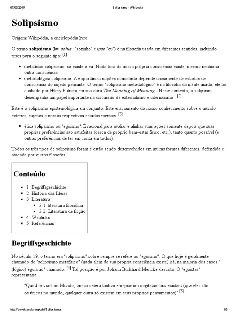 Solipsismo - Wikipedia | PDF | Ludwig Wittgenstein | Arthur Schopenhauer