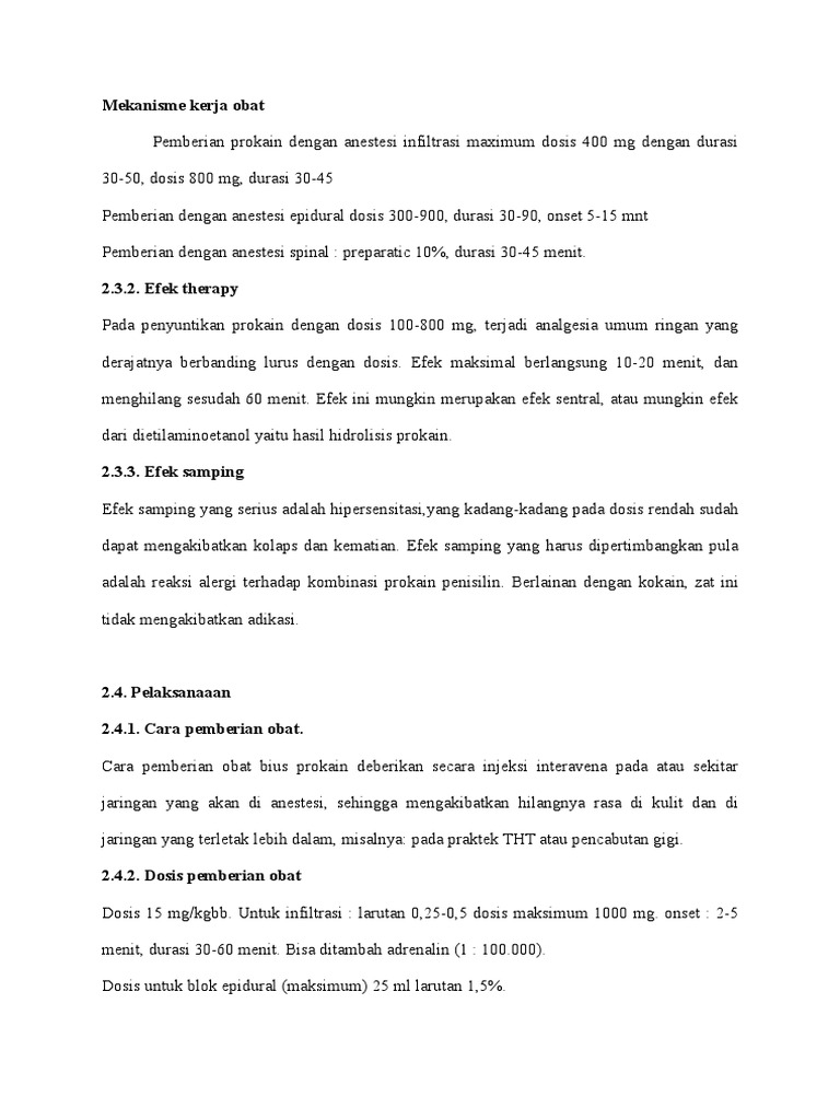 Mekanisme Kerja Obat Procain | PDF | Kesehatan Holistik
