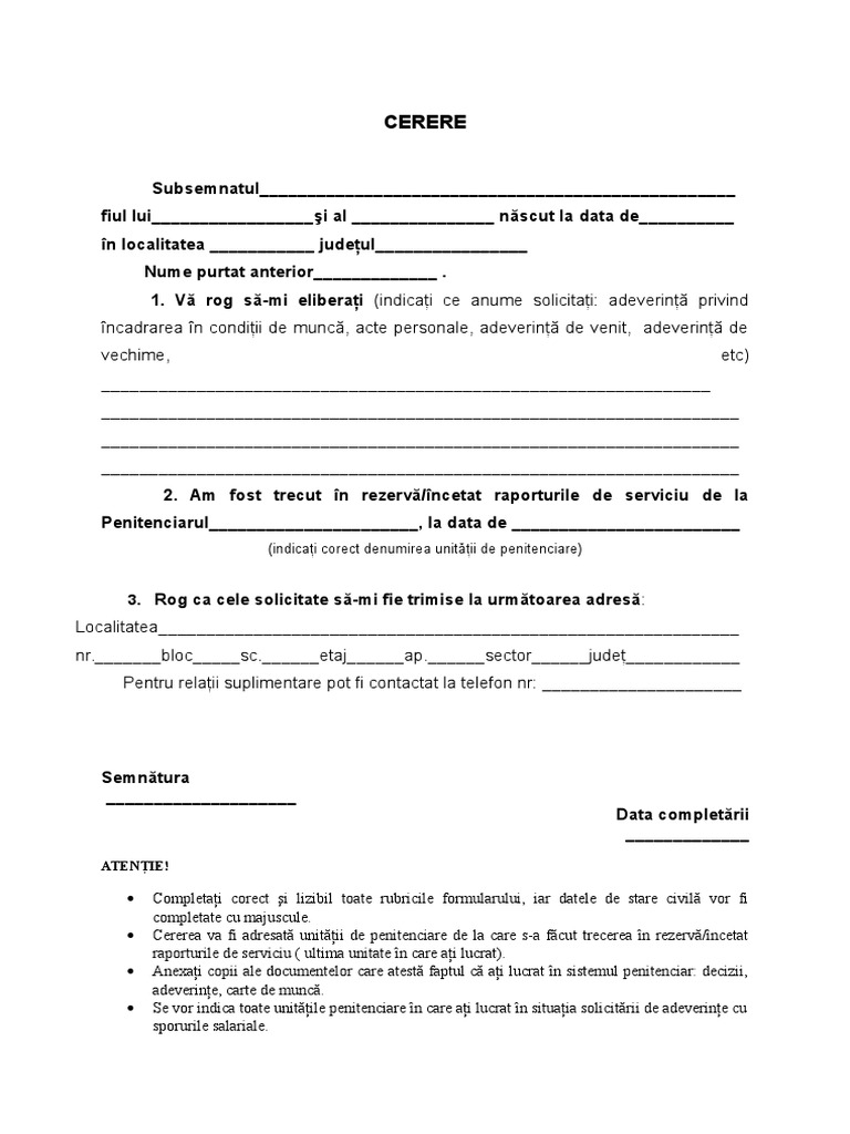 Cerere Adeverinta Vechime Grupa Munca | PDF