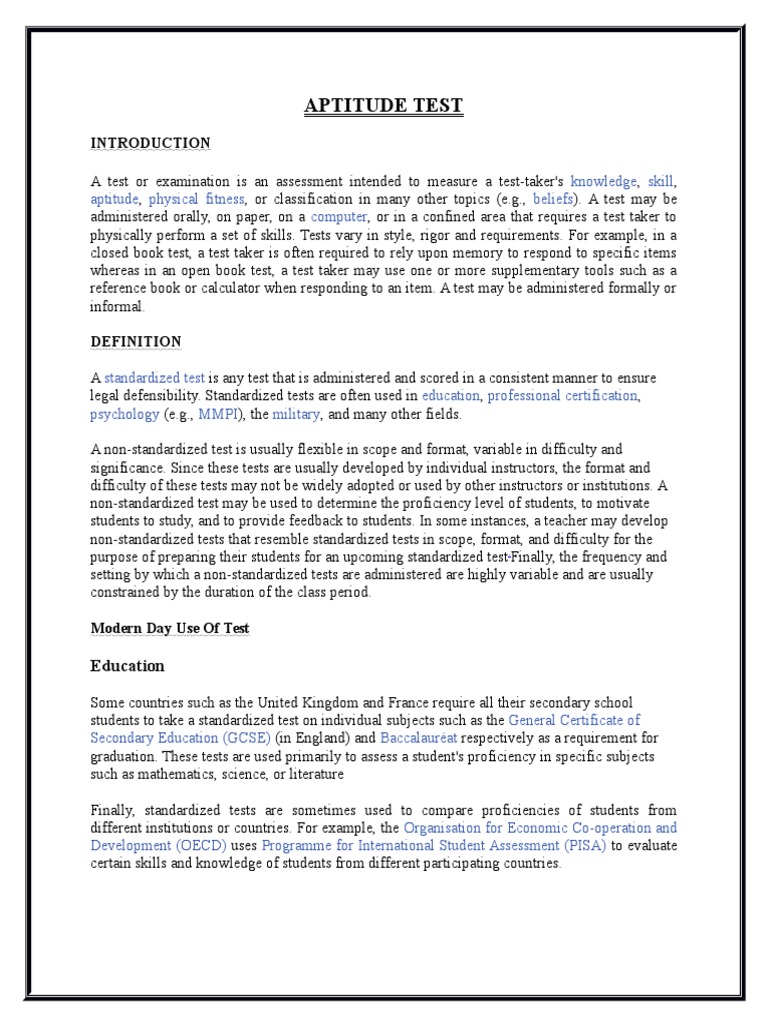 Lineman Aptitude Test