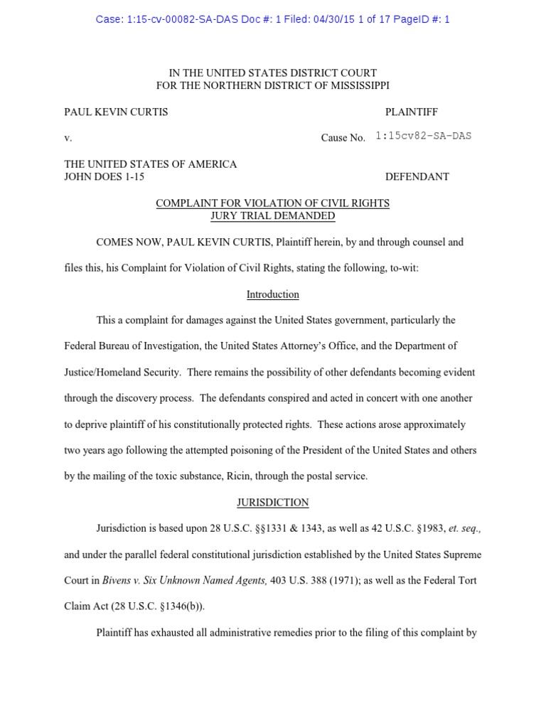 Complaint For Violation of Civil Rights/Jury Trial Demanded | PDF ...