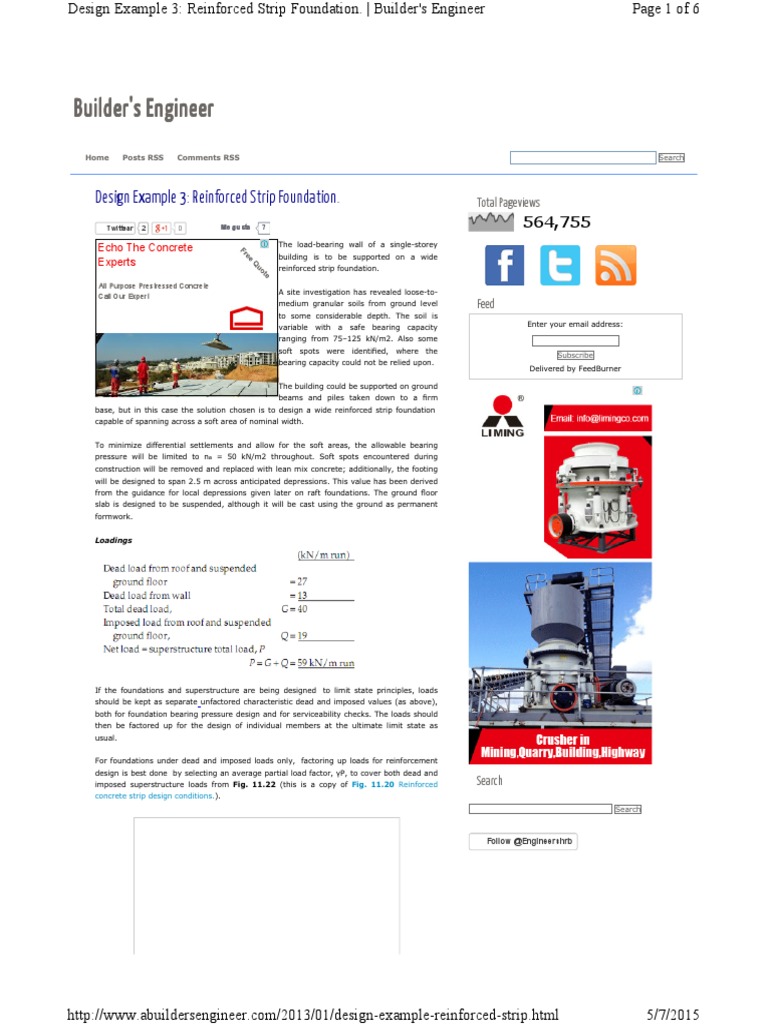 Strip Footing Design Example | PDF | Foundation (Engineering) | Deep ...