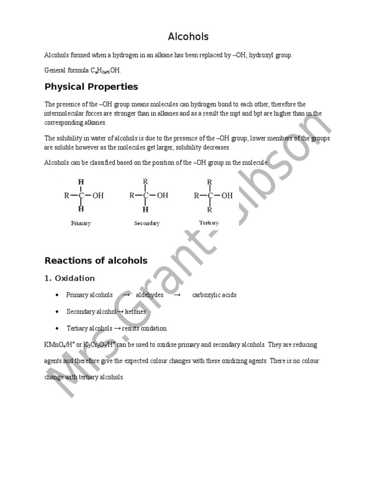 Alcohol Notes 2014 | Download Free PDF | Alcohol | Aldehyde