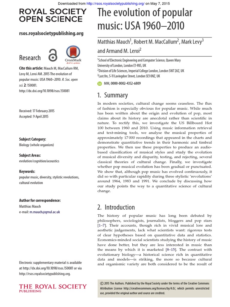 The Evolution of Popular Music: USA 1960-2010 | PDF | Rock And Roll ...