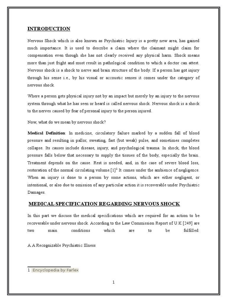 Nervous Shock | PDF | Damages | Negligence
