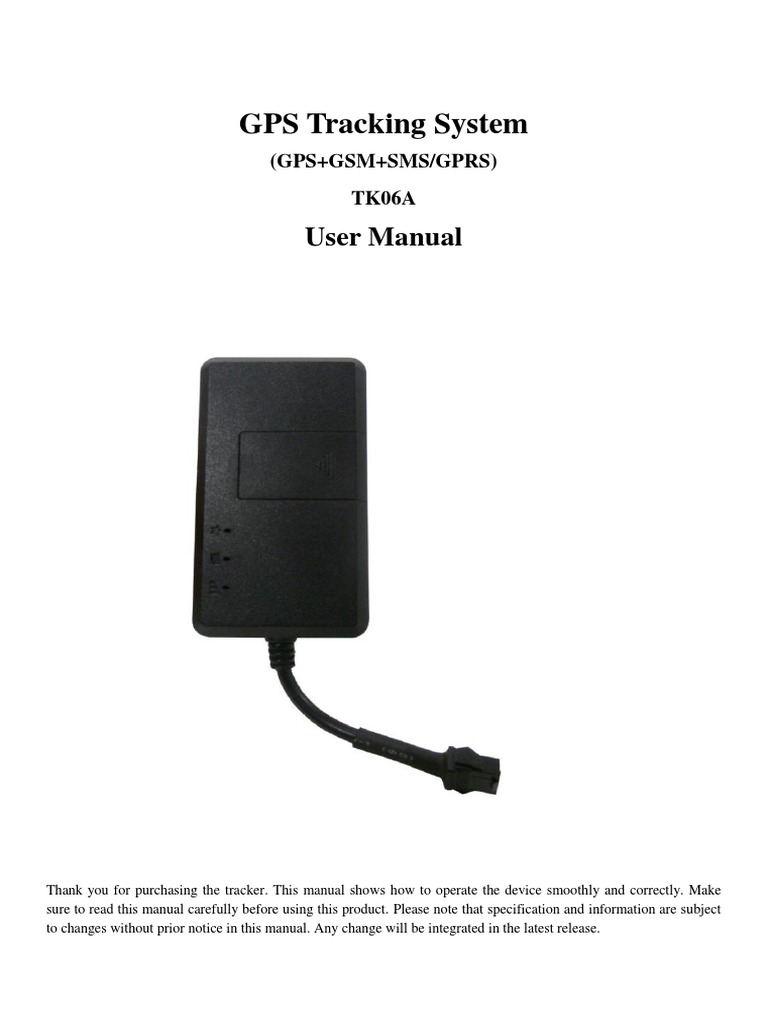 TK06A GPS Tracker User Manual | PDF | General Packet Radio Service ...