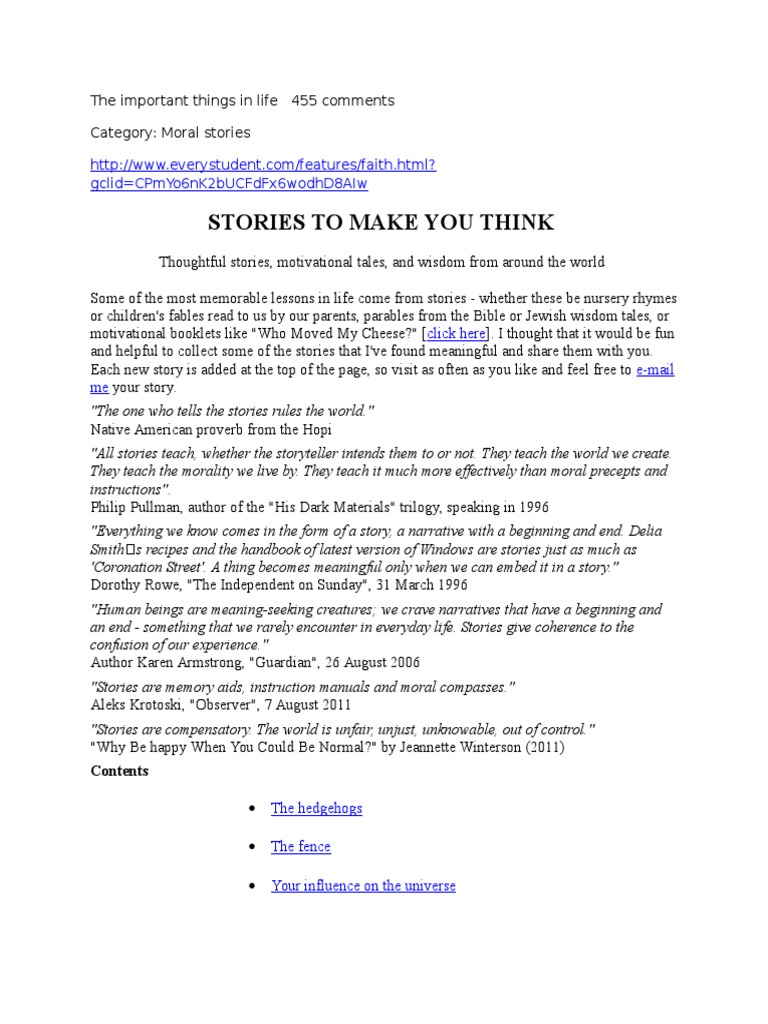 Inspirational Short Stories | PDF | Narrative