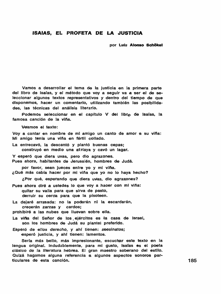 Schokel - Luis Alonso-Isaias El Profeta de La Justica | PDF | Retórica ... Schokel - Luis Alonso-Isaias El Profeta de La Justica | PDF | Retórica ...