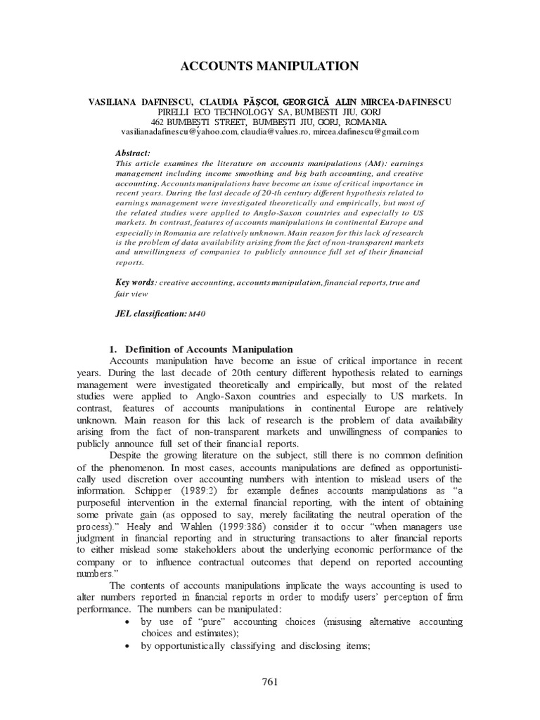 Accounts Manipulation | PDF | Business Economics | Business