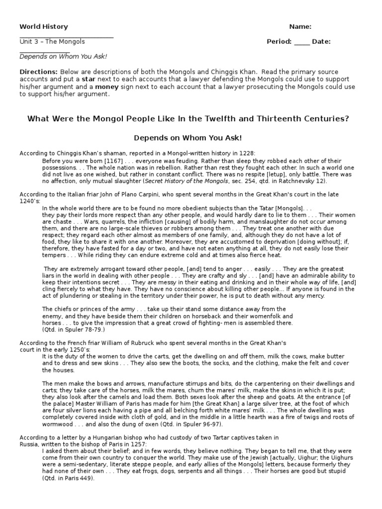 Primary Sources on Genghis Khan | PDF | Genghis Khan