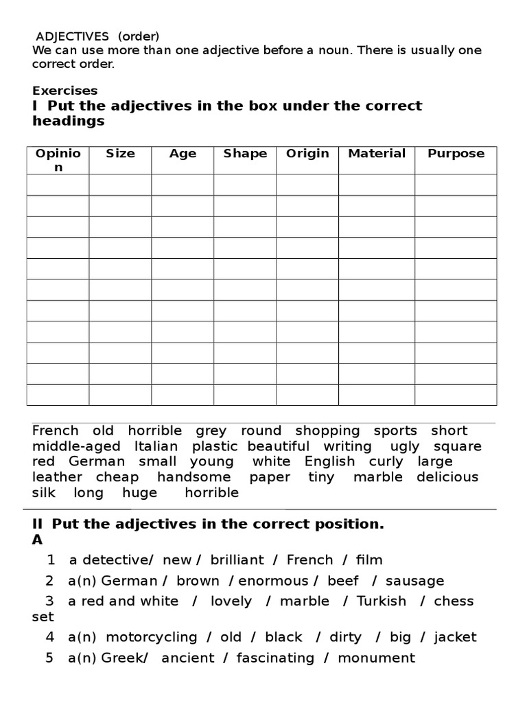 Adjectives 2 | PDF | Adjective | Linguistic Typology