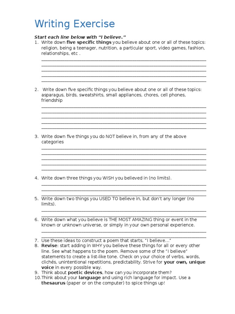 I Believe: A Personal Reflection Exercise | PDF | Career & Growth ...