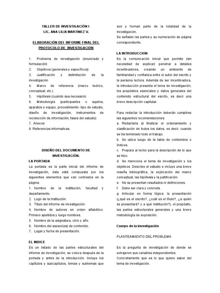 Elaboración de Un Informe Final de Investigación | PDF | Bibliografía | Teoría