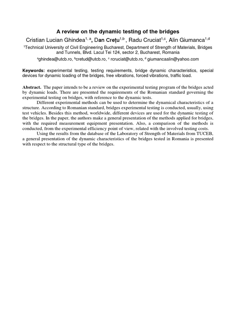 Bridge Dynamic Testing Review | PDF
