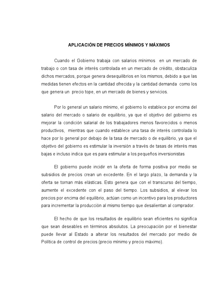 Precios Maximos y Minimos | Descargar gratis PDF | Oferta (economía ...