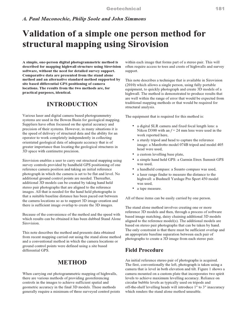 Validation of A Simple One Person Method For Structural Mapping Using ...