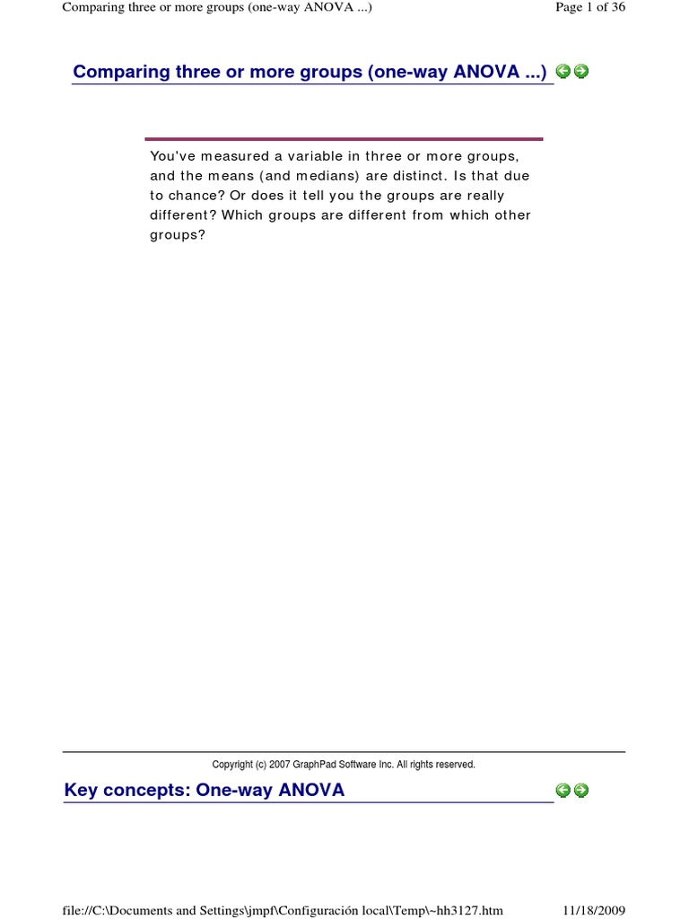 GraphPad Prism 5 One-Way ANOVA | PDF | Analysis Of Variance | P Value