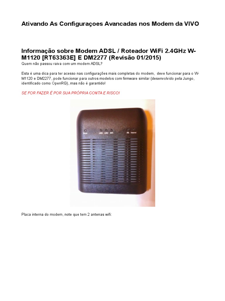 Obtendo Acesso Avançado às Configurações de Modem ADSL Vivo por Meio da ...