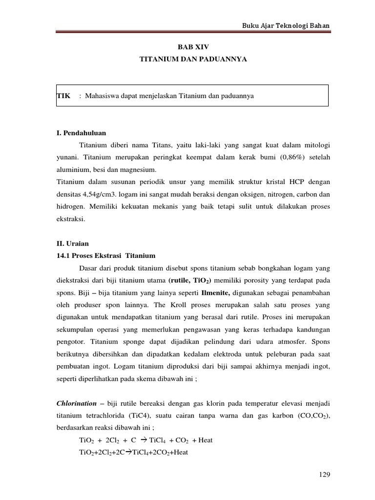 Proses Ekstraksi dan Paduan Titanium | PDF | Sains & Matematika