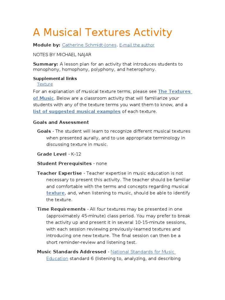 Exploring Musical Textures in Class | PDF | Musical Forms | Music Theory