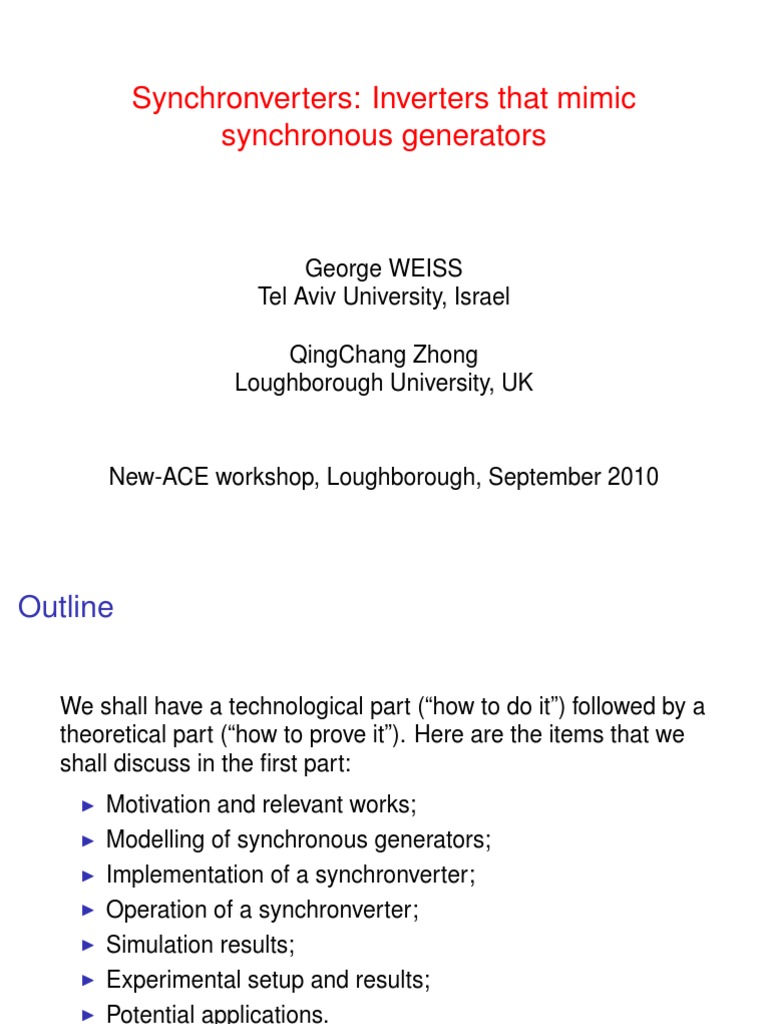 Synchronverter Slides Expanded | PDF | Power Inverter | Electric Power System