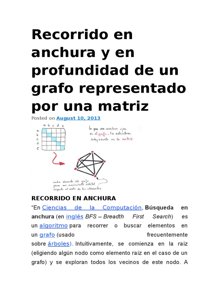 Recorrido en Anchura y Profundidad de Un Grafo