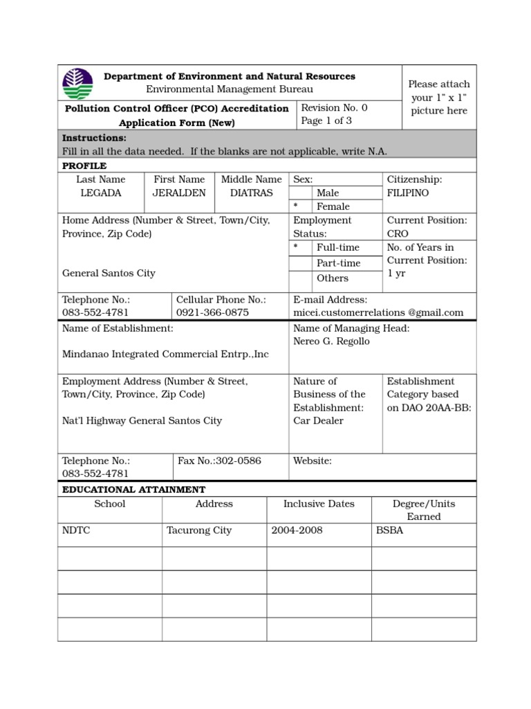 PCO Accreditation Application Form-1 | PDF | Computing And Information ...