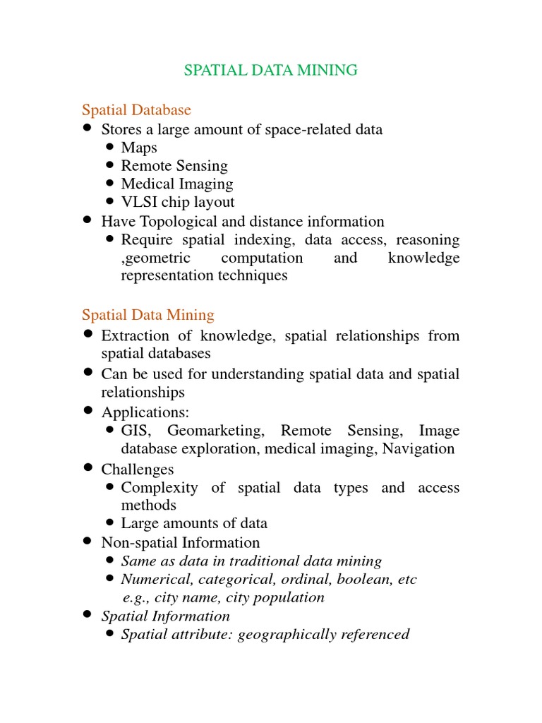 Data Mining-Spatial Data Mining | PDF | Spatial Analysis | Statistical ...
