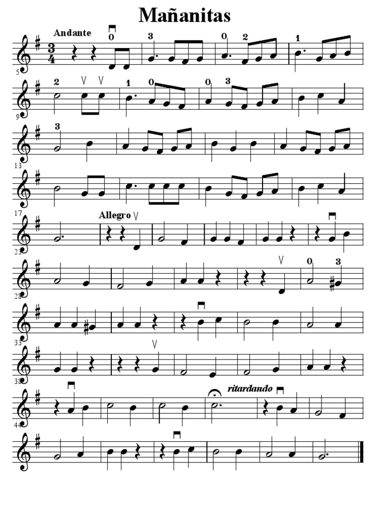 Las Mañanitas Violin Easy | PDF